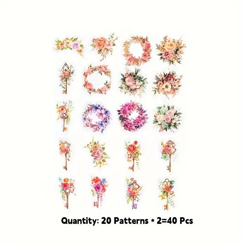 Clear Miniature Vintage Floral Acetate Stickers - 40pcs – European ...