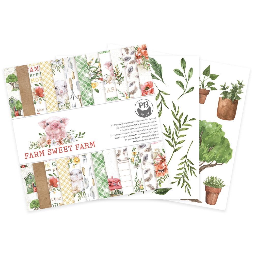 P13 Double-Sided Paper Pad 6"X6" 24/Pkg - Farm Sweet Farm – European ...