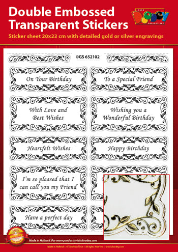 Double Embossed Transparent Stickers - Sentiments – European Papercrafts